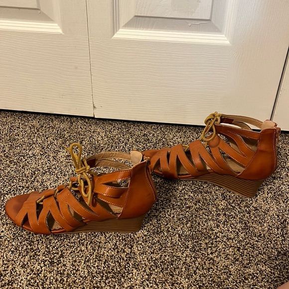 Restricted | Shoes | Restricted Brown Laceup Wedges | Poshmark